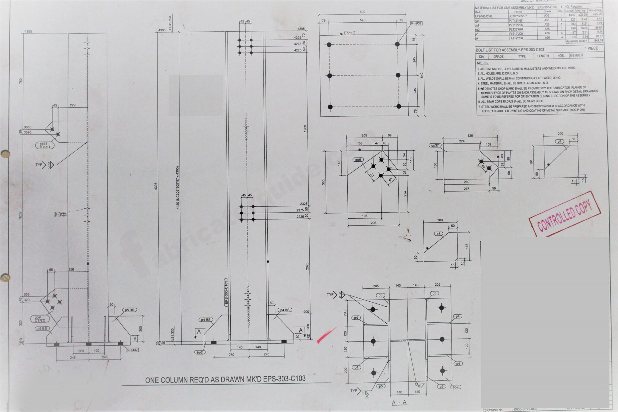 Structural Column beam and pipe support fabrication drawing download