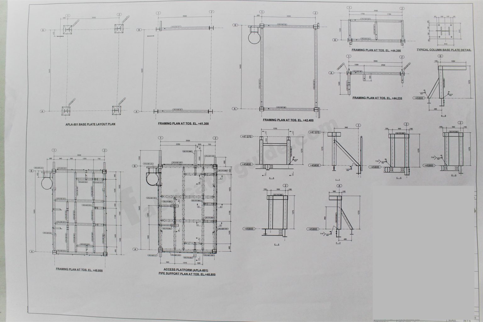 Structural Column beam and pipe support fabrication drawing download