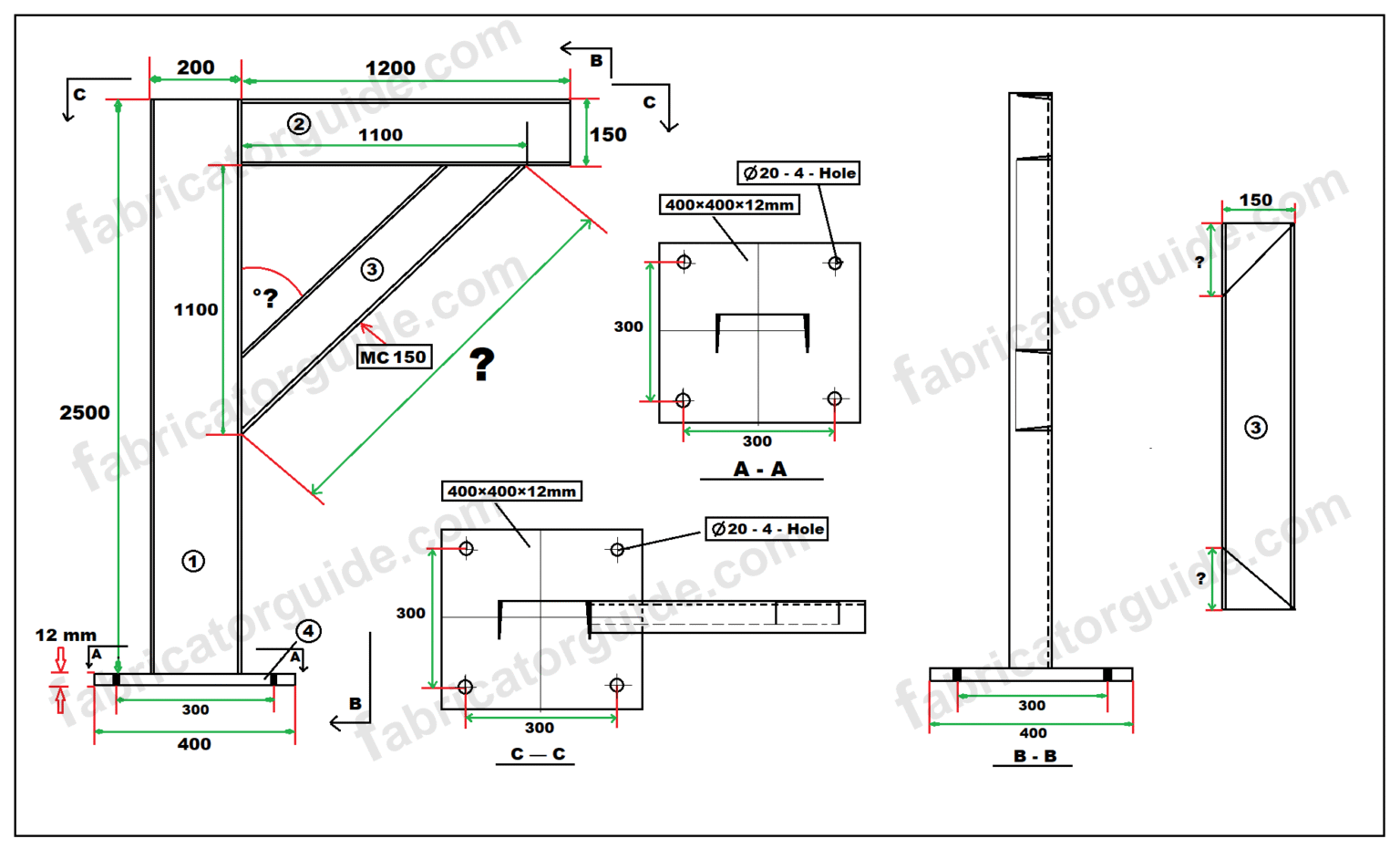 How to fabricate Pipe special C channel bracing - bracket support 45 ...